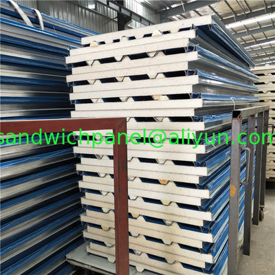 50mm polyurethane foam core material blue corrugated PU sandwich panel for clean room