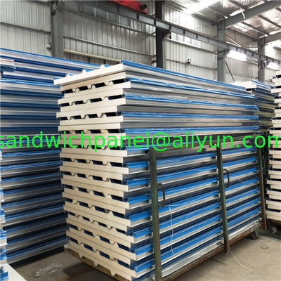 polyurethane foam refrigerated insulated 0.326mm blue corrugated roof panel