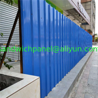 blue corrugated 0.426mm roof steel sheets use as fencing wall in road
