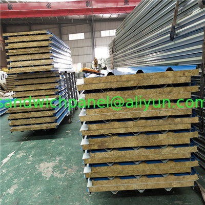 corrugated fireproof blue 50mm rock wool sandwich roof panel for poultry farm