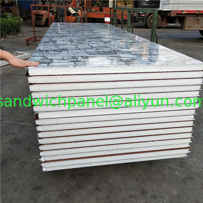 EPS sandwich wall panel 1150-50-0.426mm sandstone steel sheet up and wood grain down