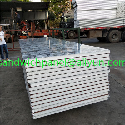 EPS sandwich wall panel 1150-50-0.426mm sandstone steel sheet up and wood grain down