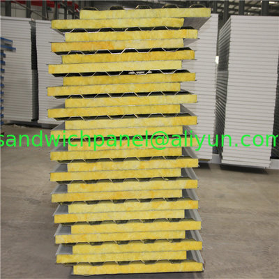 galvanized exterior wall cladding material glass wool sandwich panel with 0.6mm steel sheet up