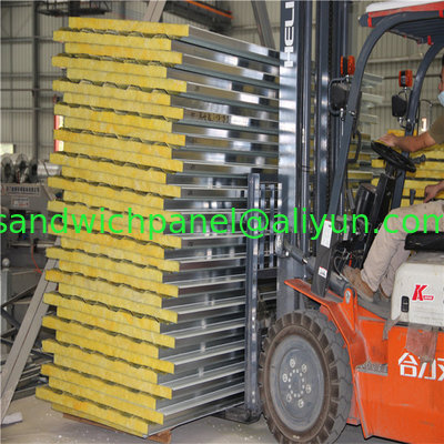 galvanized exterior wall cladding material glass wool sandwich panel with 0.6mm steel sheet up