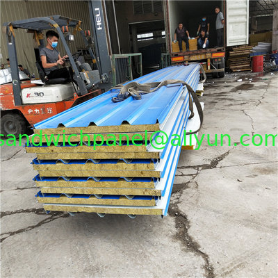 11800mm rock wool sandwich roof panel 960-50-0.376mm with embossing steel sheet dpwn