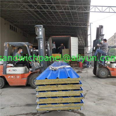 A grade fire rating 50mm rock wool roof sandwich panel 960-50-0.376mm for warehouse