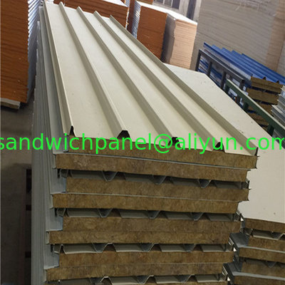 ivory white  50mm rock wool z-lock sandwich roof panel with 60kg for prefab house