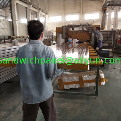75mm fireproof 0.426mm wood grain steel rock wool sandwich wall panel with 60kg density