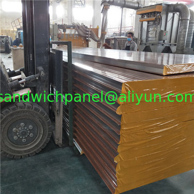 fireproof styrofoam rock wool wall sandwich panel 1150-75-0.426mm wood grain both side