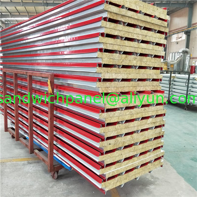 960mm steel strip red rock wool sandwich pane with waterproof cap