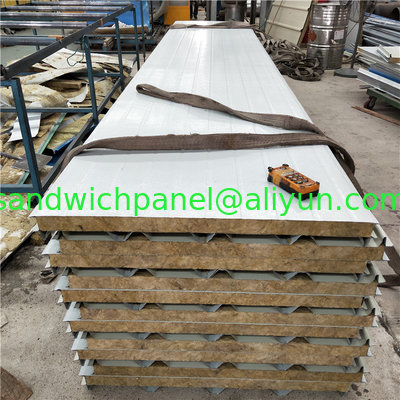 960mm diamond steel sheet rock wool sandwich roof panel with 0.376mm