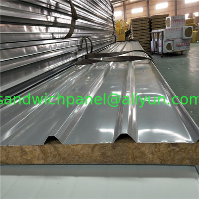 960mm 5.8 meters silver color rock wool sandwich roof panel with  0.476mm