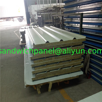 960mm building panels 50mm fireproof rock wool sandwich roof board with steel strip