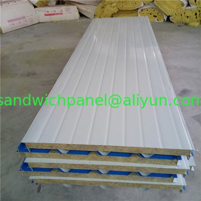rock wool sandwich panel 50mm blue color 0.426mm steel sheet roof tile