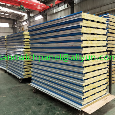 60kg rock wool corrugated roof sandwich panel for fast cosntruction buildings