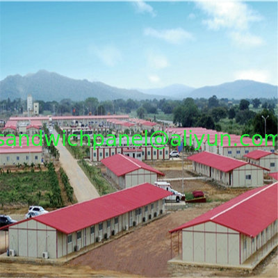 Energy saving K type prefabricated house with greywhite and red color for construction site