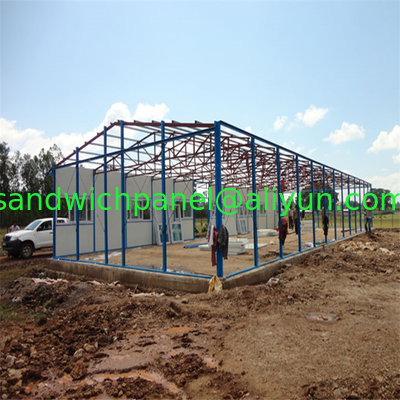 one floor 4Kx12Kx3P woker camp prefabricated house with greywhite and red color