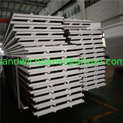 1050-50-0.4mm wide red steel up and 0.35mm greywhite down eps sandwich roof panel