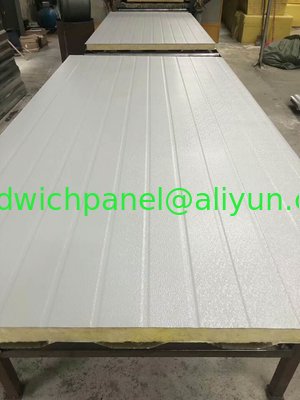960mm glass wool sandwich roof panels with greywhite orange peel metal surface down