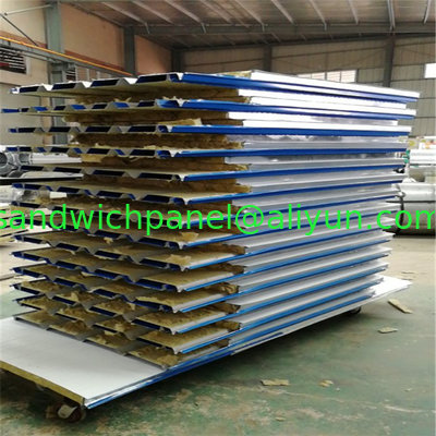 1500mm long 50mm rock wool prefab sandwich panels with 0.426mm steel sheet up and 0.326mm down
