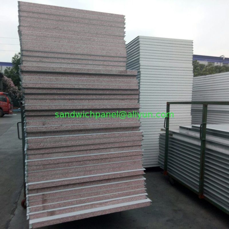 light weight fireproof 50mm TPS sandwich panel  with grey white surface for prefabricated house