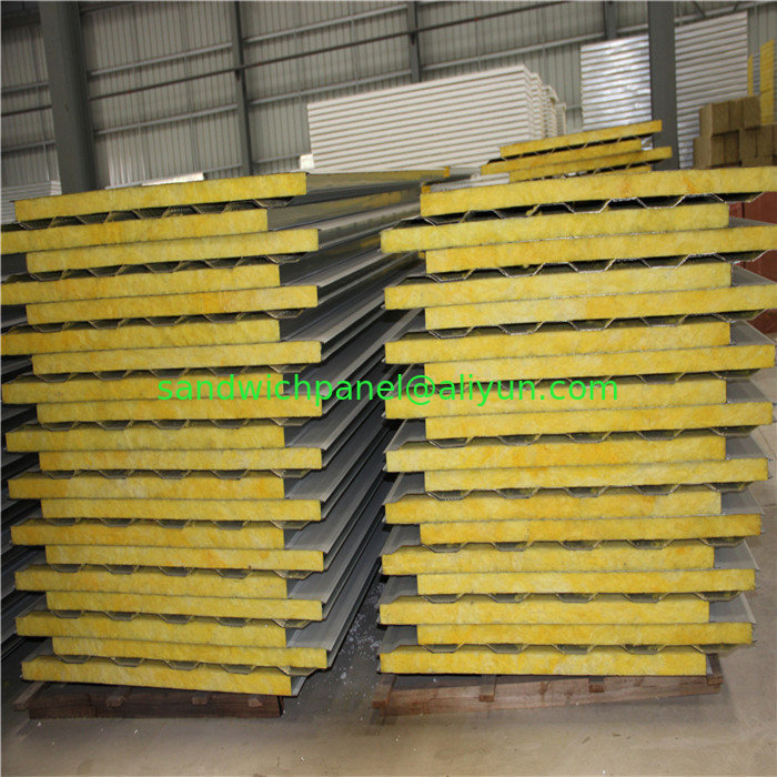 1150-50-0.6mm galvanized steel up and 0.326mm geywhite down glass wool sandwich panel