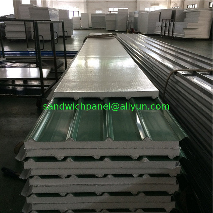 silver paper eps sandwich roof panel 840-30-0.376mm with green for house