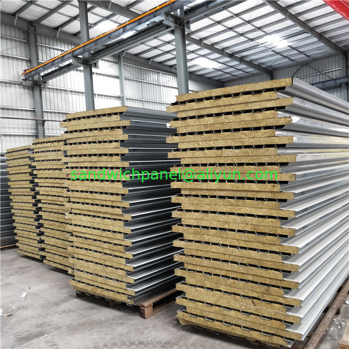 960-50-0.376mm insulated rock wool sandwich roof panels prefab home materials