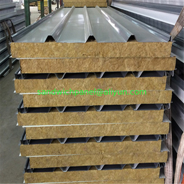 960 type fireproof rock wool sandwich panels with 0.376mm for prefabricated building