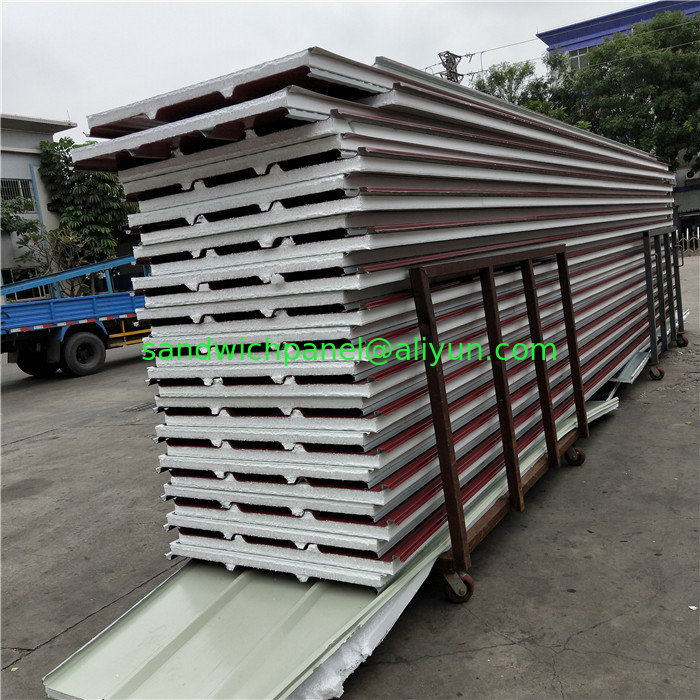 7250mm length 14kg wine red color steel eps sandwich roof panel 1050-50-0.4mm