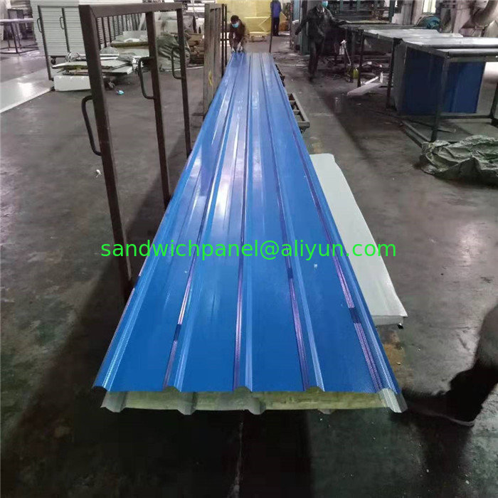 840-30-0.426mm blue steel up and sliver paper down glass wool sandwich panel