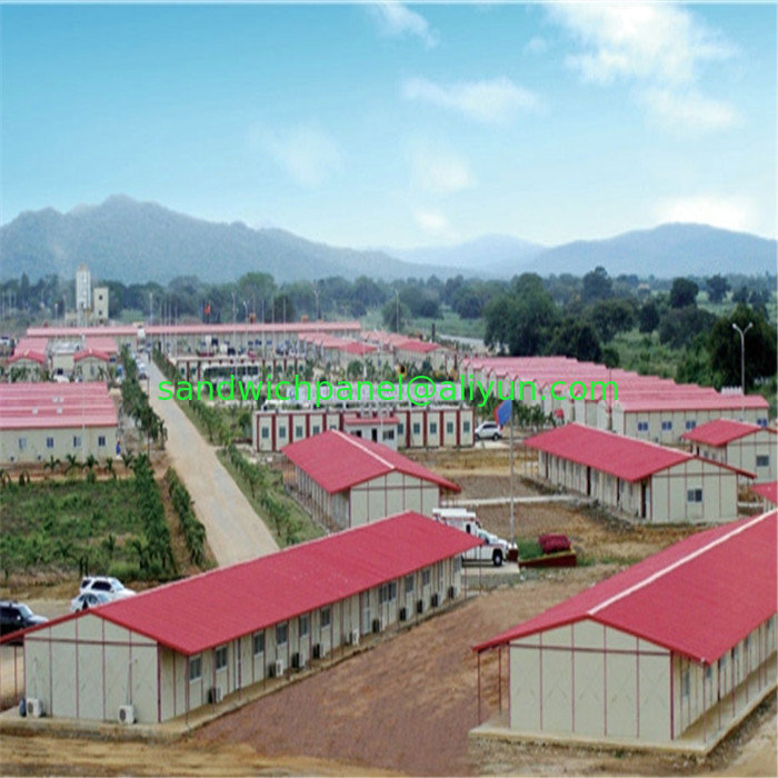 Energy saving K type prefabricated house with greywhite and red color for construction site