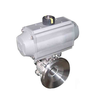 Tri valvola a sfera igienica di Non conservazione del fondo del carro armato del filo della flangia del morsetto con l'azionatore pneumatico