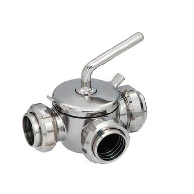 Manual 3 way Stainless Steel Sanitary Plug Valve with Tri Clamp Connections