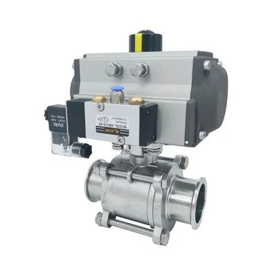 Hygienic Pneumatic Actuator Tri-Clamped 3pcs body Sanitary ss304,ss316 Ball Valves