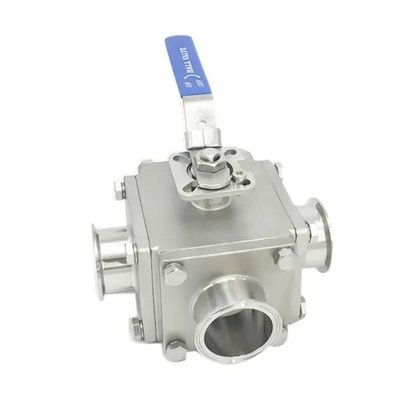 Valvola a sfera sanitaria azionata pneumatica di Non conservazione di 3 modi dell'acciaio inossidabile tri premuta