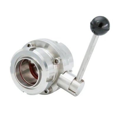 CE ISO Stainless Steel Union End Sanitary Butterfly Valve With Pull Handle