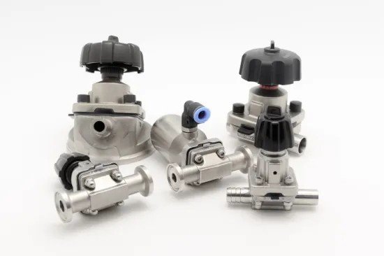 Sanitary Stainless Steel Manual tri clamped  welded Three-Way Diaphragm Valve