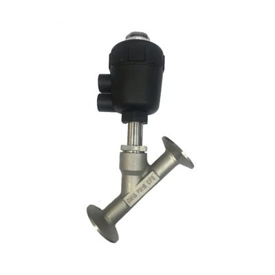 Double Acting Hygienic Pneumatic Angle Seat Valve Compact PTFE Seal Material