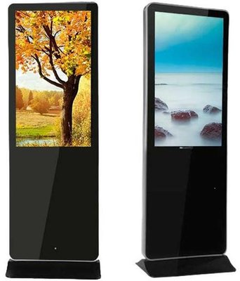 55 Inch Floor Standing Kiosk  Advertising Digital Smooth Black Marble Texture