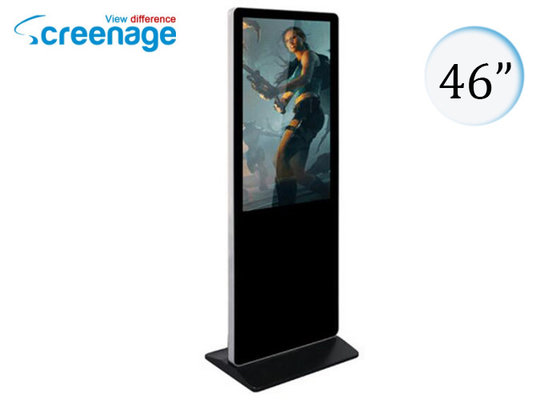 Floor Stand Display Digital Advertising Kiosk With Black Wearproof Marble Texture