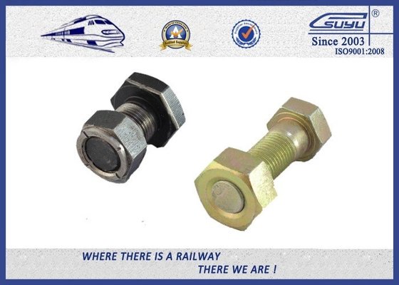 Hexagon Railway Sleeper Bolts T Head with Nut / Washer M16 HDG Galvanizing