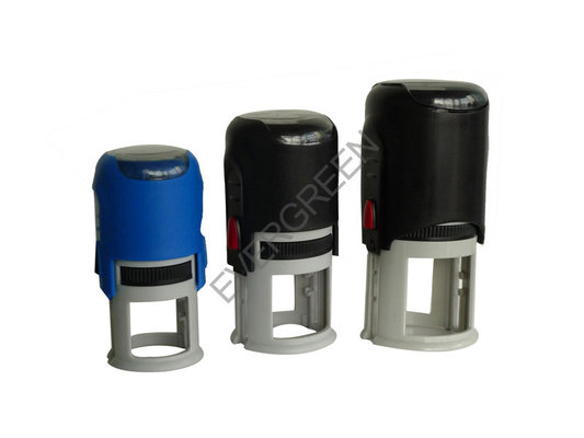 Custom personalized Black and Blue Round signature self inking rubber stamps