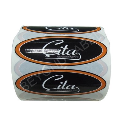 Oval Shaped Custom Logo Self Adhesive Paper Labels , Roll Packaging Paper Labels