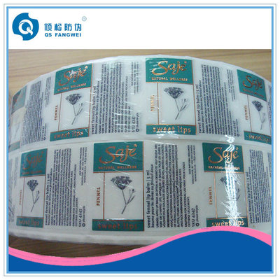 Copper Stamping Foil Plastic Transparent Label , Self Adhesive Plastic Label For Cosmetic