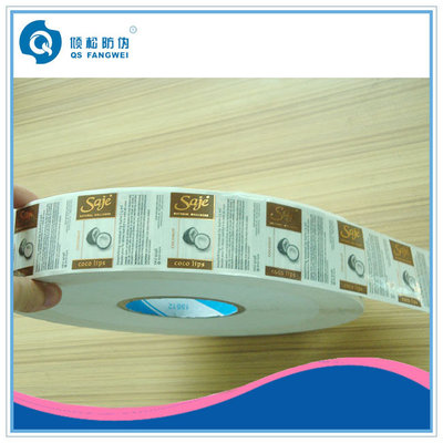Self Adhesive Plastic Labels For Makeup / Cosmetic Transparent Sticker With Copper Stamping Foil