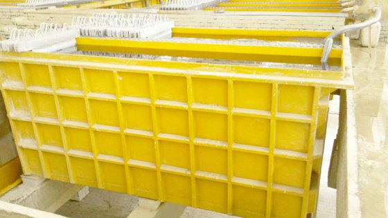 Yellow Fiber Reinforced Plastics Industrial Electrolytic Cell For Electro Refining / Electro Winning supplier