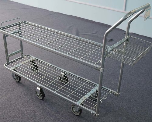 Rolling Wire Trolley Cart  , Supermarket Shopping Trolley For Warehouse