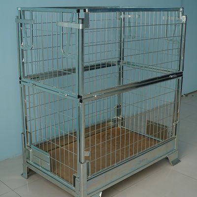 Wire Mesh Storage Cages Stock Metal Heavy Duty Container 2 Layers