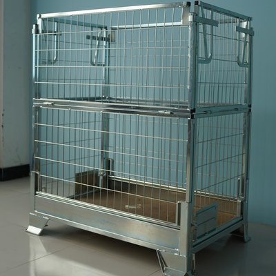 Wire Mesh Storage Cages Stock Metal Heavy Duty Container 2 Layers
